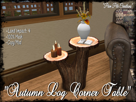 Second Life Marketplace - ~PPC~ Autumn Log Corner Table