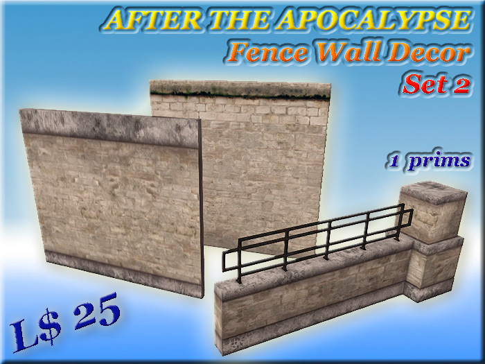 Second Life Marketplace - AFTER THE APOCALYPSE Fence Wall Decor Set 2 ...