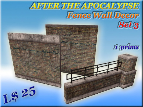Second Life Marketplace - AFTER THE APOCALYPSE Fence Wall Decor Set 3 ...