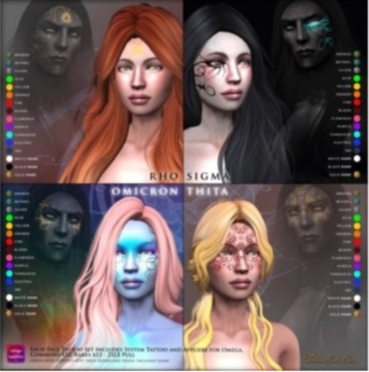 Second Life Marketplace - +Fallen Gods Inc.+ Rho face tattoo, Ink