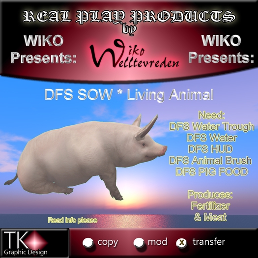 Second Life Marketplace - WIKO presents DFS Sow * Living Animal ...