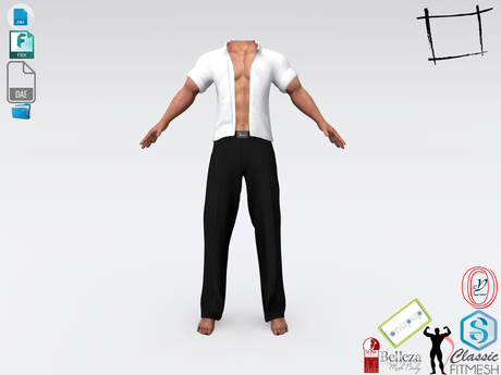 Second Life Marketplace - Dae Obj FBX Men's Open Front Shirt Signature ...