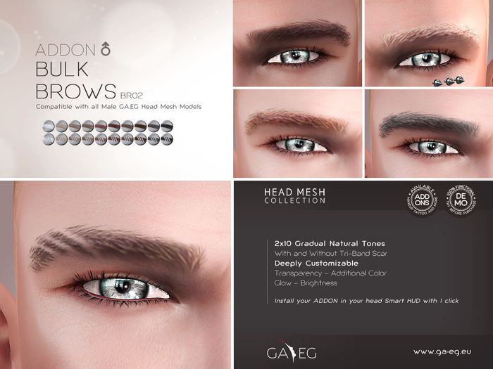 Second Life Marketplace - [GA.EG] Mesh Heads Addon - BR02 Bulk Brows