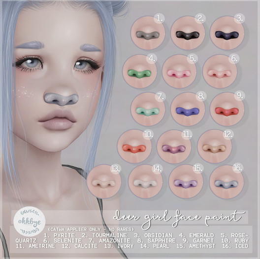 Second Life Marketplace - [okkbye] deer girl face paint: 10. Ruby Catwa ...