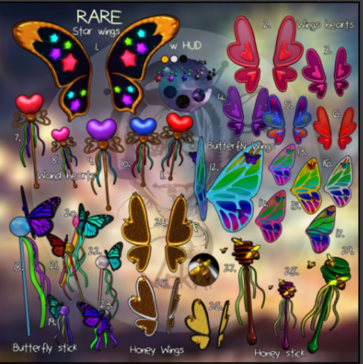 Second Life Marketplace - 24.Yokai - Fly - Honey Wings [gold]