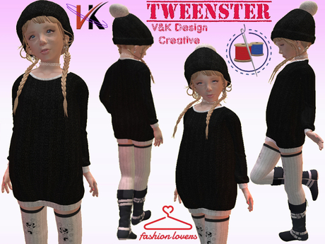 Second Life Marketplace - V&K Design Tweenster Winter black Dora Wool ...