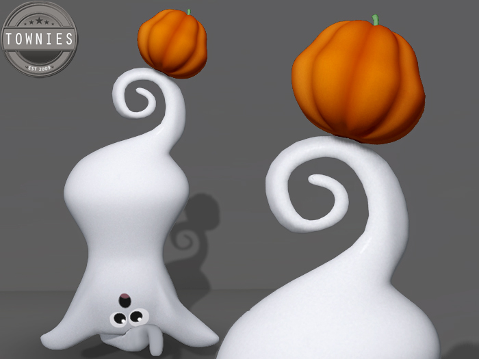Second Life Marketplace - Townies Mesh Halloween Upside Down Ghost with Pumpkin