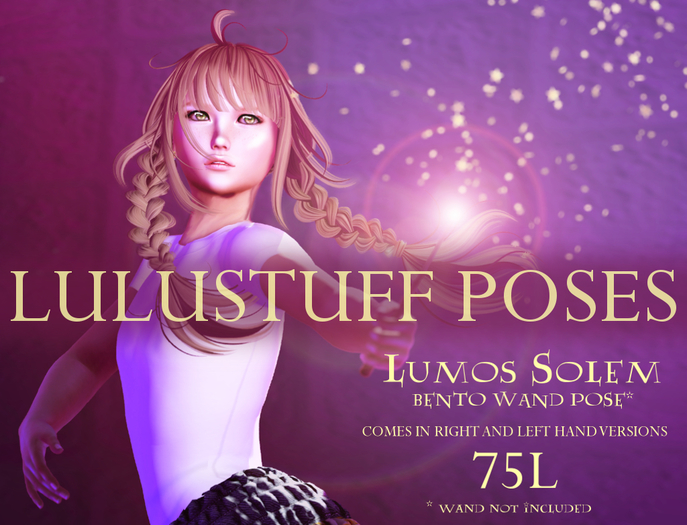Second Life Marketplace - LULUSTUFF POSES - Lumos Solem Bento Wand Pose