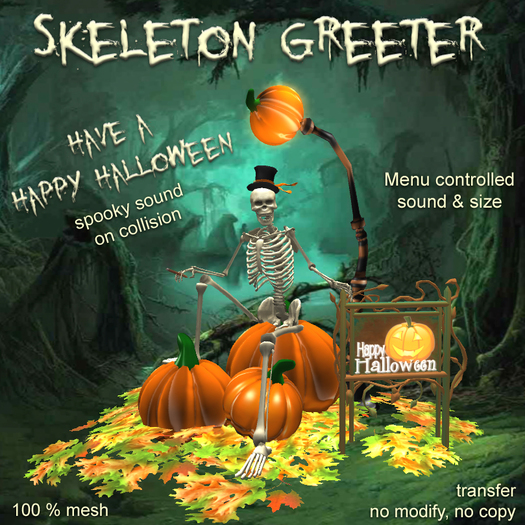 Second Life Marketplace - Skeleton Greeter "Hava A Happy Halloween ...