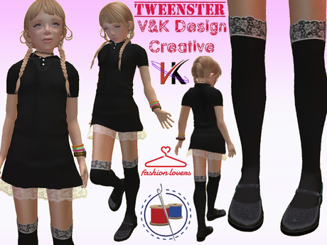 Second Life Marketplace - V&K Design Tweenster Black Lace outfit