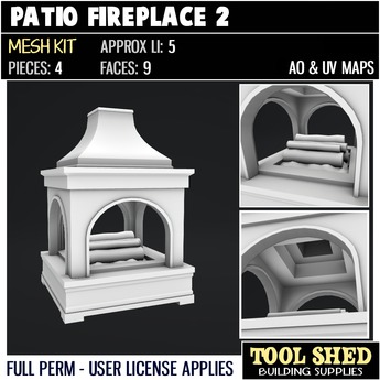 Second Life Marketplace - Tool Shed - Patio Fireplace 2 Mesh Kit