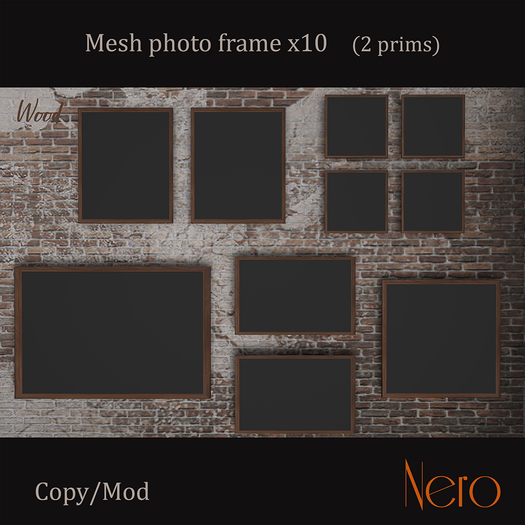Second Life Marketplace - Nero - Photo frame x10 - wall model - wood (2 ...