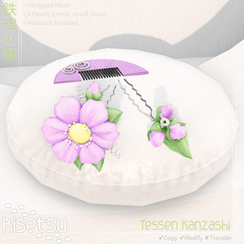 Second Life Marketplace - kisetsu - Tsumami Kanzashi - Tessen - Purple
