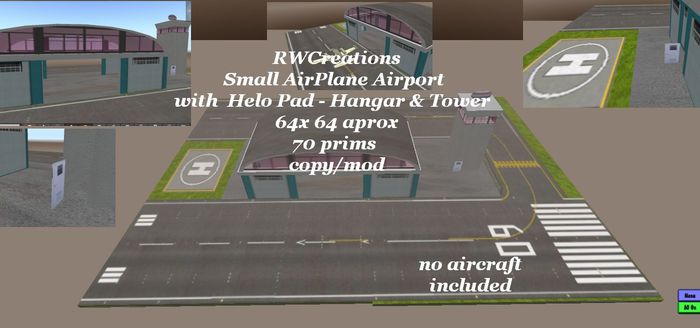 Second Life Marketplace - Small Airplane Airport Runway with Hangar Air ...