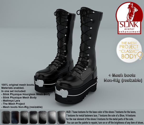 Second Life Marketplace - Ladies Gothic Boots Shaker (Maitreya, Slink, TMP)