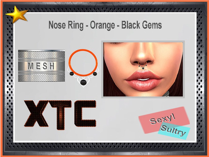 Second Life Marketplace - XTC :: Mesh Nose Ring - Orange/Black BOX