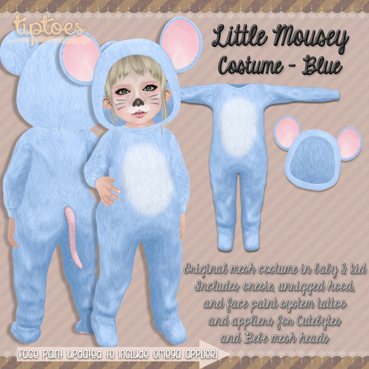 Second Life Marketplace - . tiptoes - Little Mousey Costume - Blue
