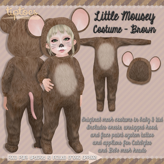 Second Life Marketplace - . tiptoes - Little Mousey Costume - Brown