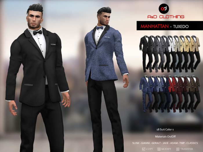Second Life Marketplace Aandd Clothing Suit Manhattan Fatpack