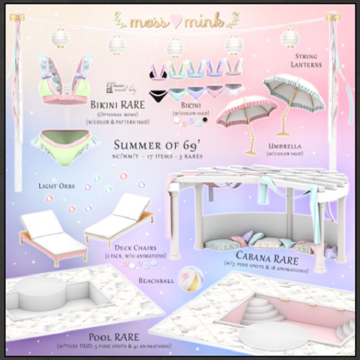 Second Life Marketplace - {moss&mink} Summer of 69 - Bikini White