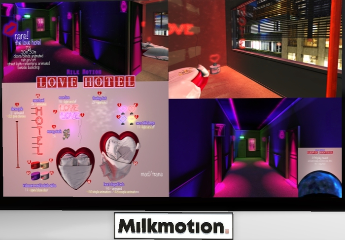 Second Life Marketplace - (Milk Motion) Love hotel -iridescent metal bedside table - gold