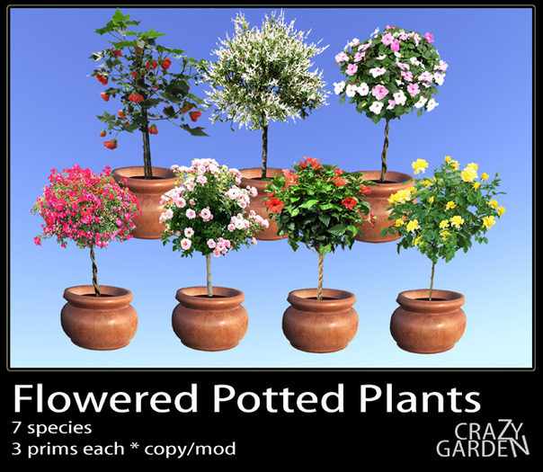 Second Life Marketplace - Potted Plants Flowered Plants potted *7 ...