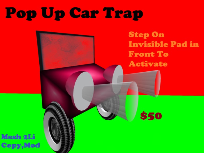 Second Life Marketplace - Pop Up Car Trap With Sound