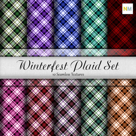 Second Life Marketplace - Winterfest Plaid 10 Seamless Fabric Textures NM