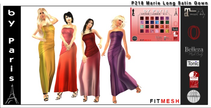 Second Life Marketplace - Marie Long Satin Gown - Maitreya Tonic ...