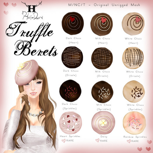 Second Life Marketplace - +Half-Deer+ Truffle Beret - White Choco (Drizzle)