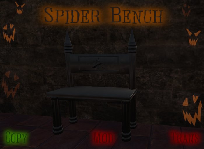 Second Life Marketplace - Spider Bench Black Marble