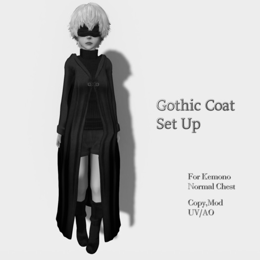 Second Life Marketplace - DEMO Kemono Clothes , fuayu Gothic Coat Set Up