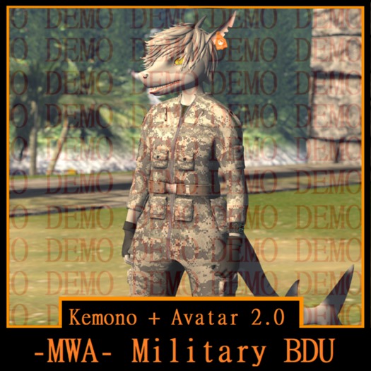 Second Life Marketplace - [M.W.A] Military BDU - DEMO (Avatar 2.0 / Kemono)