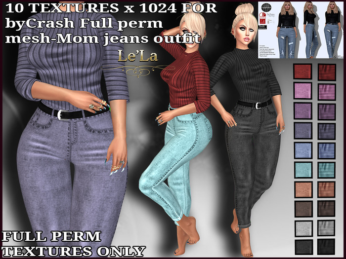 Second Life Marketplace - byCrash -Mom jeans outfit Texture Pack 2