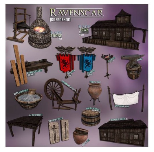 Second Life Marketplace - [Kres] Ravenscar - Banner - Red