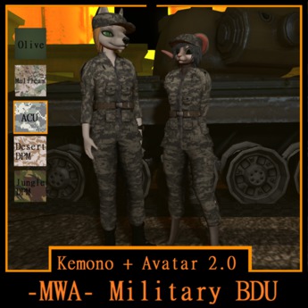 Second Life Marketplace - [M.W.A] Military BDU (Kemono / Avatar 2.0)