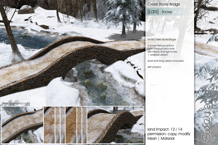 Second Life Marketplace - Sway's [Lars] Creek Stone Bridge . Snowy