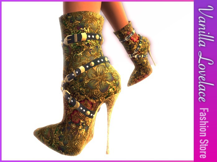 Second Life Marketplace Lovelace Steampunk Heels Goldflowers Maitreya