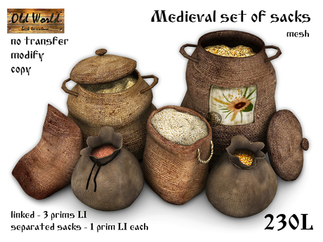 Second Life Marketplace - Medieval set of sacks (grains) - Old World ...