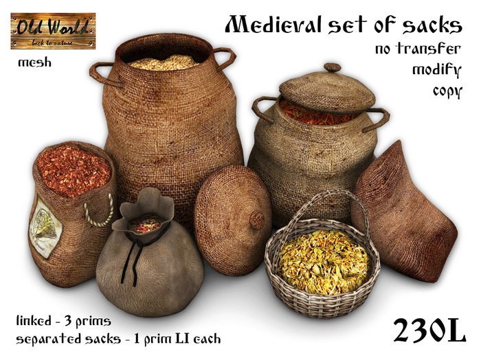 Second Life Marketplace - Medieval set of sacks (spices) - Old World ...