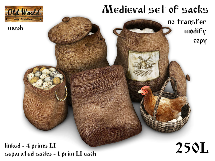 Second Life Marketplace - Medieval set of sacks (flour) - Old World ...