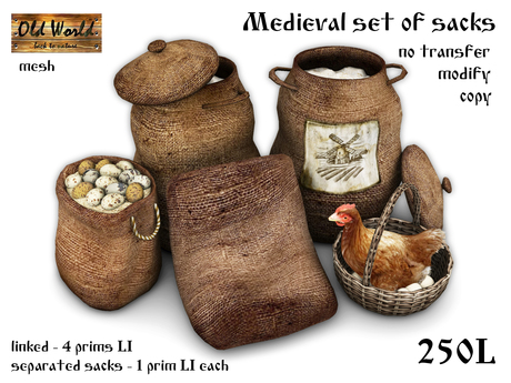 Second Life Marketplace - Medieval set of sacks (flour) - Old World ...