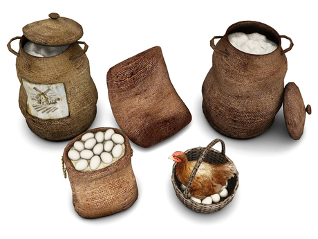 Second Life Marketplace - Set of medieval sacks with eggs and chicken ...