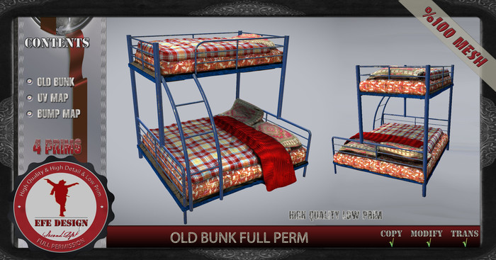Second Life Marketplace - Old Bunk Full Permission / EFE DESIGN