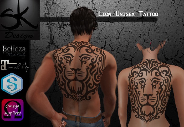 Second Life Marketplace - ::SK::Design Lion Tatto Unisex + SUPRİSE