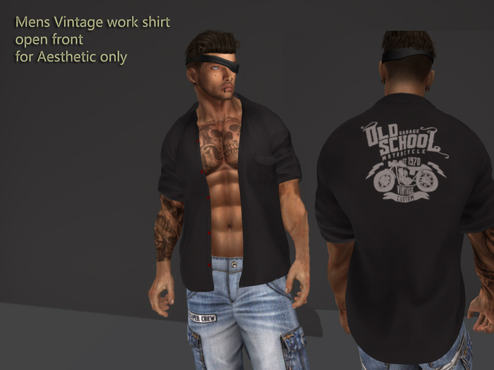 Second Life Marketplace - XTC mens open button shirt old school moto