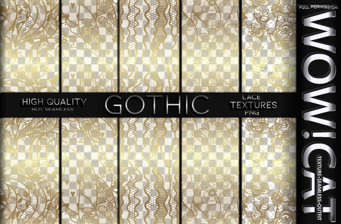 Second Life Marketplace - TEXTURE WOW!CAT FULL PERM LACE GOLD PACK 43