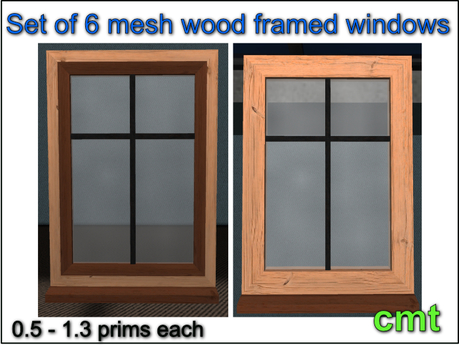 Second Life Marketplace - Set of 6 Mesh Wooden Frame Windows - Full Perm