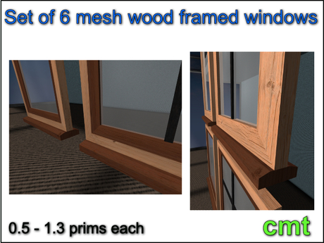 Second Life Marketplace - Set of 6 Mesh Wooden Frame Windows - Full Perm