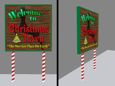 Second Life Marketplace - RE Christmas Town Welcome Sign - Fun Xmas ...